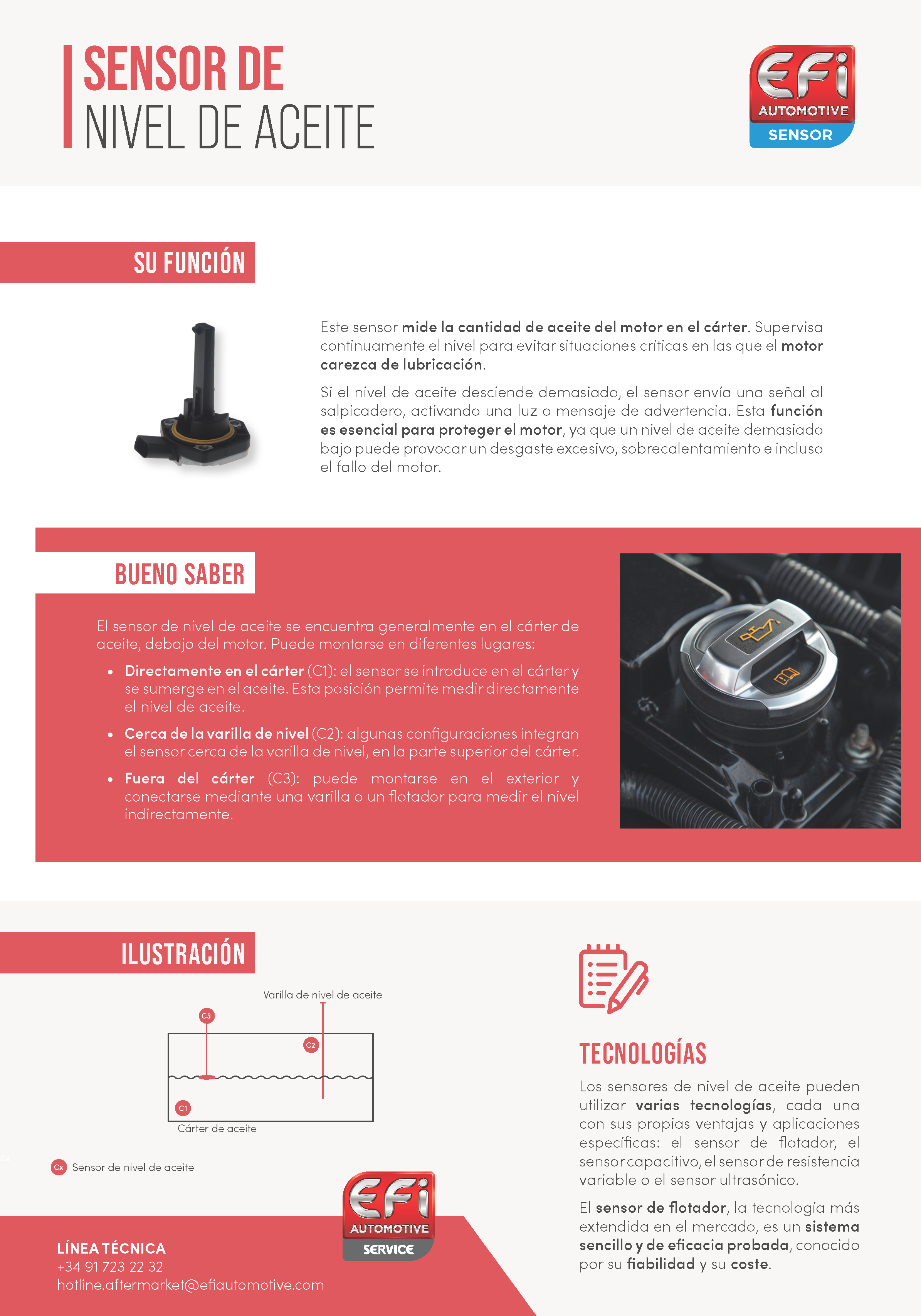 Sensores de nivel de aceite - EFI AUTOMOTIVE SERVICE